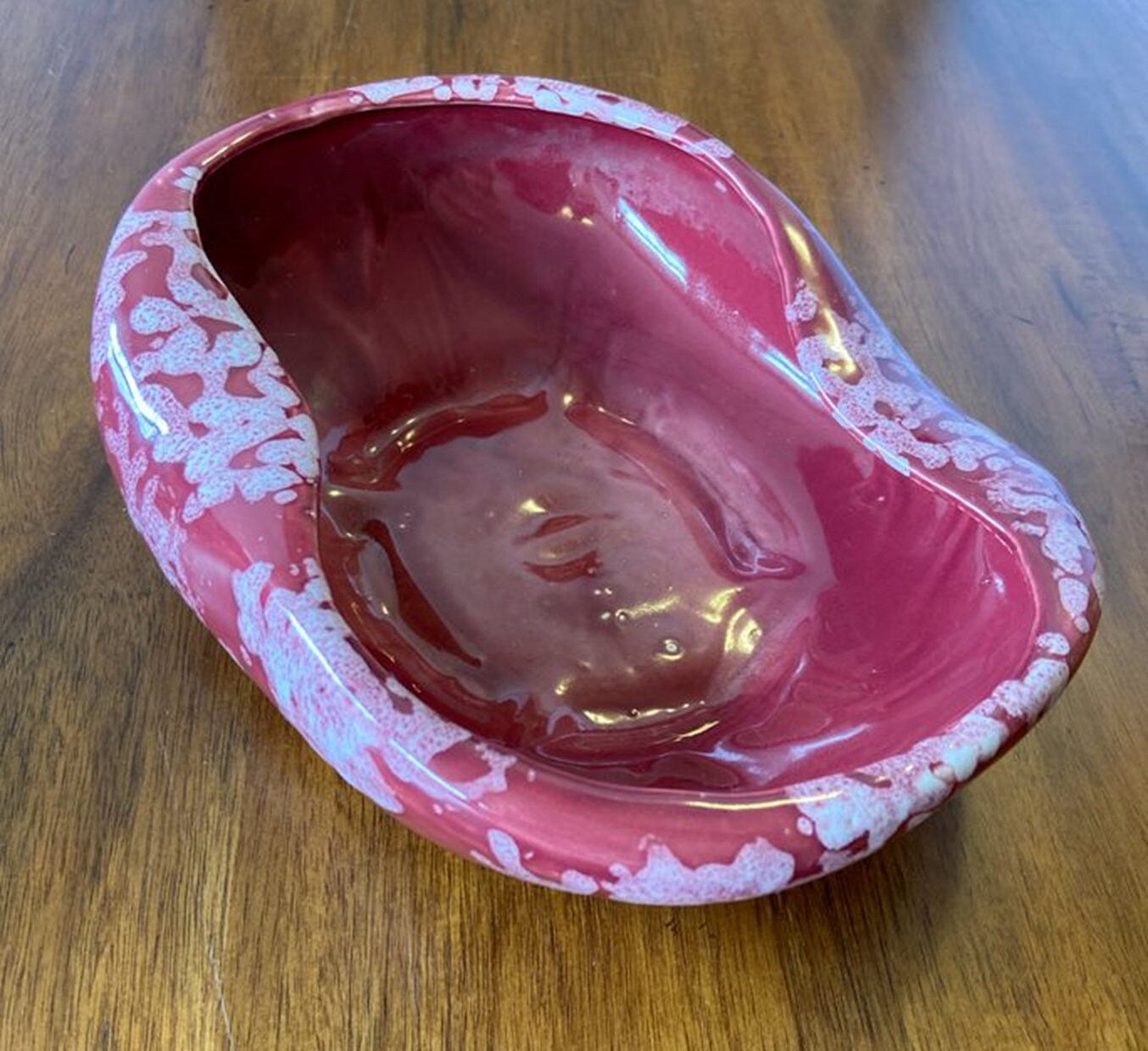 Vintage USA Pottery Rolled Edge Maroon/magenta Planter With - Etsy