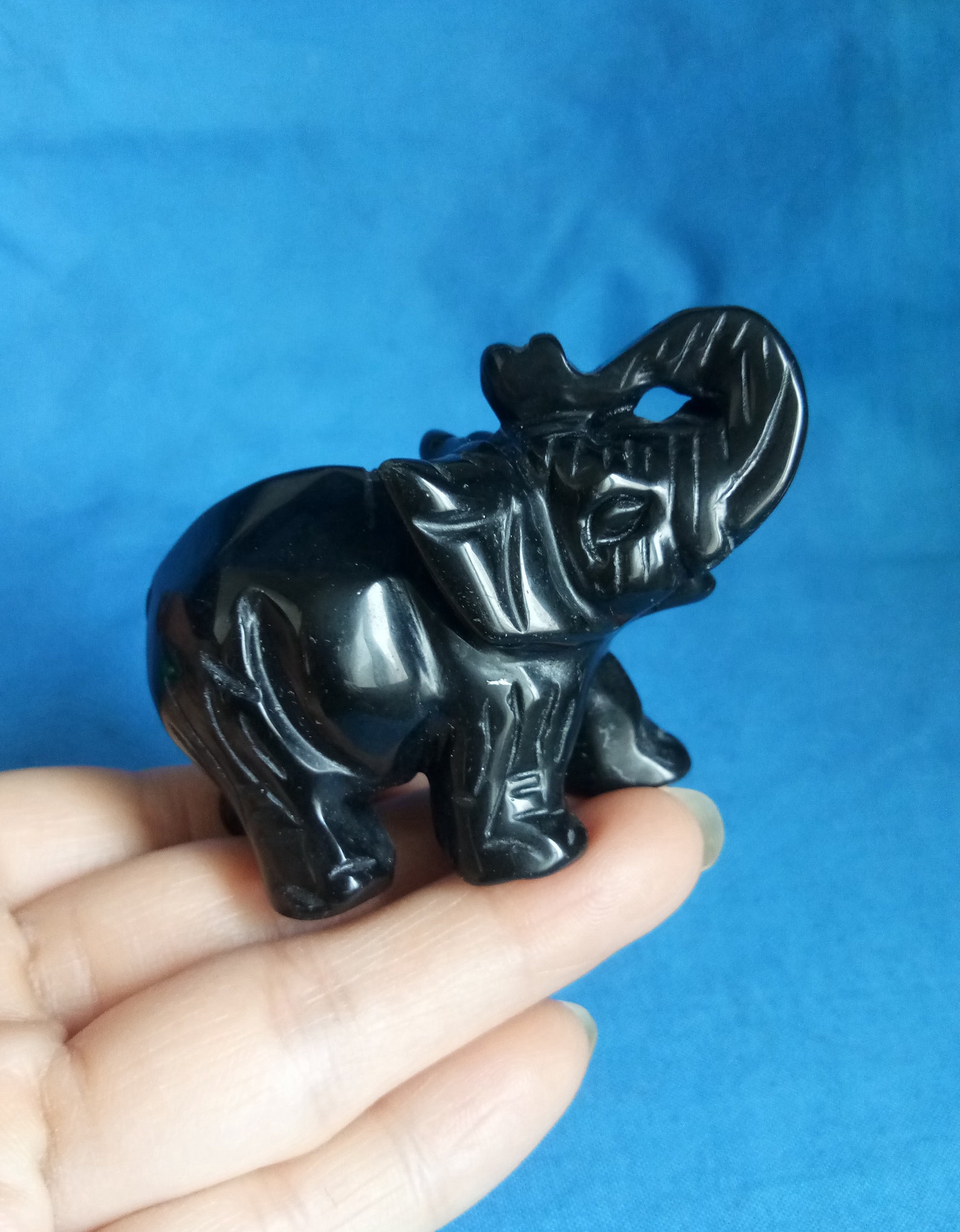 Natural Obsidian Carved Elephant Figurine Elephant Statue - Etsy
