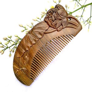 Natural Green Sandalwood Double-sided Carved Lotus Bossom Comb - Etsy