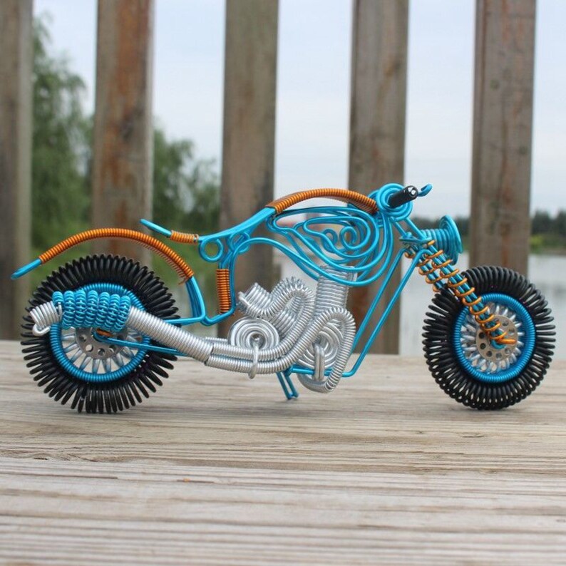 Wire Art Sculpture Decor Metal Wire Wrapped Motorcycle Statue - Etsy