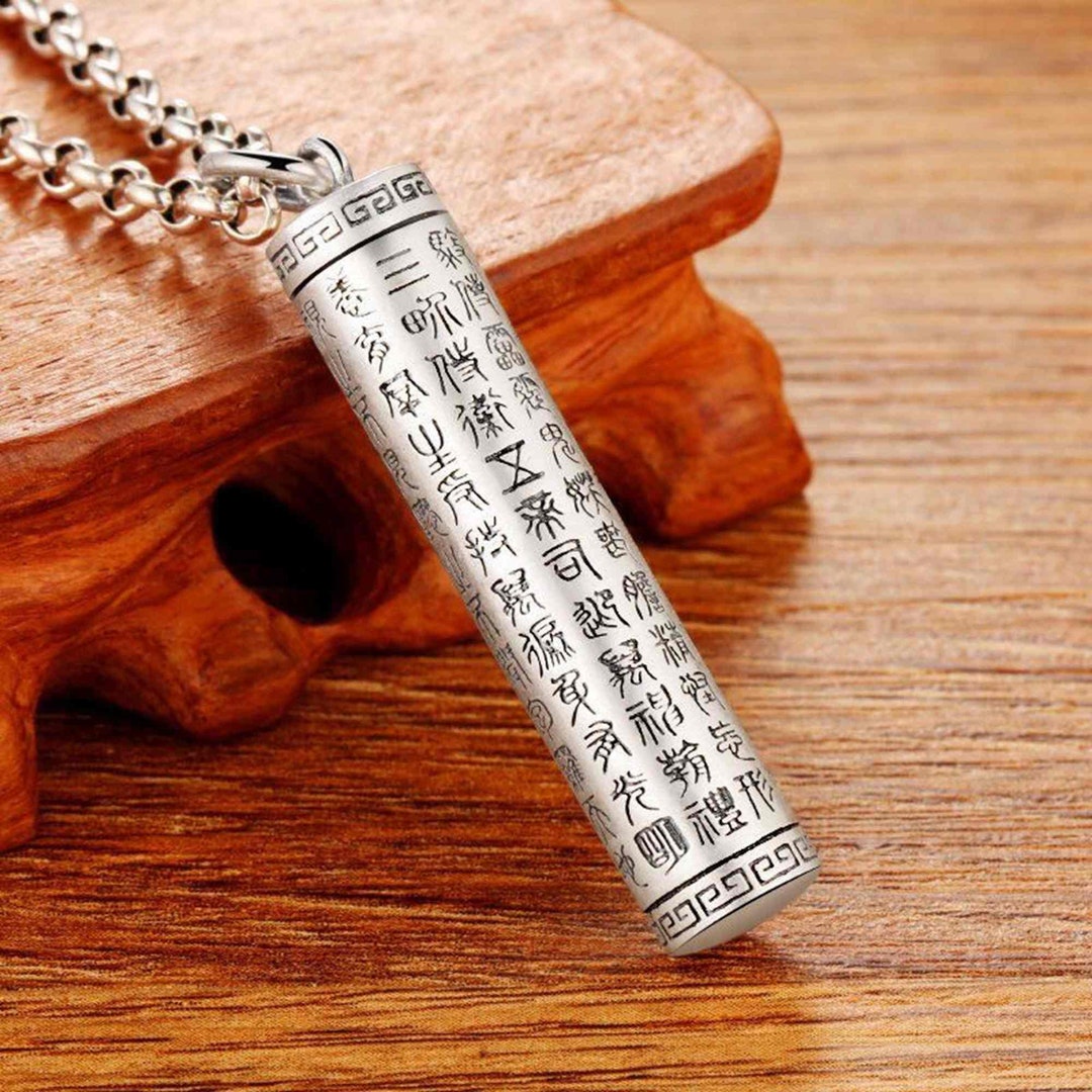 China Tibet Sliver Heart Sutra Prayer Amulet Pendant , Keep Us Safe - Etsy