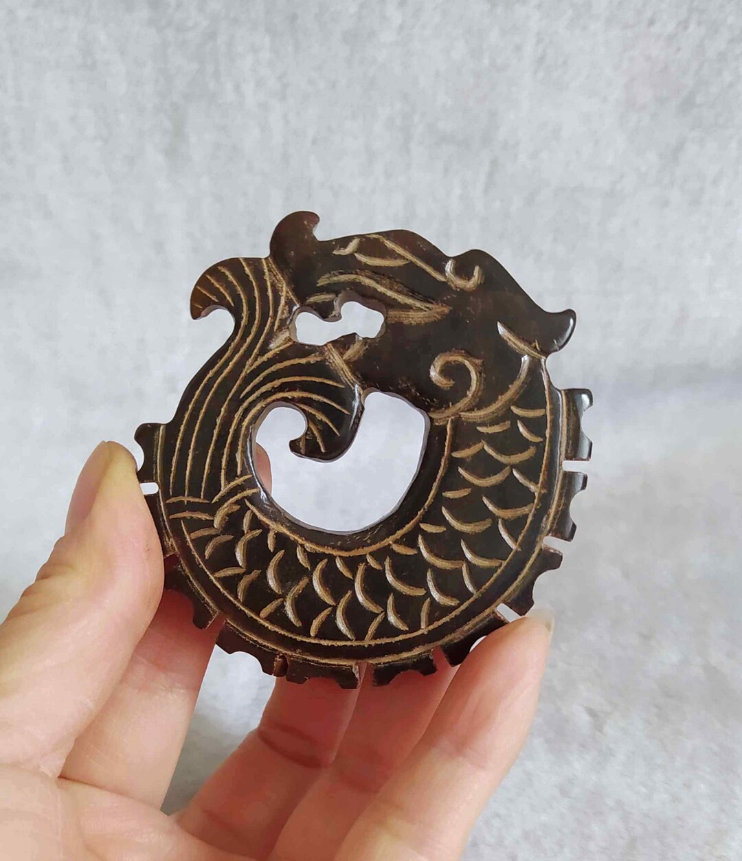 Antiques Chinese Jade Amulet Pendant Double-sided Engraving - Etsy