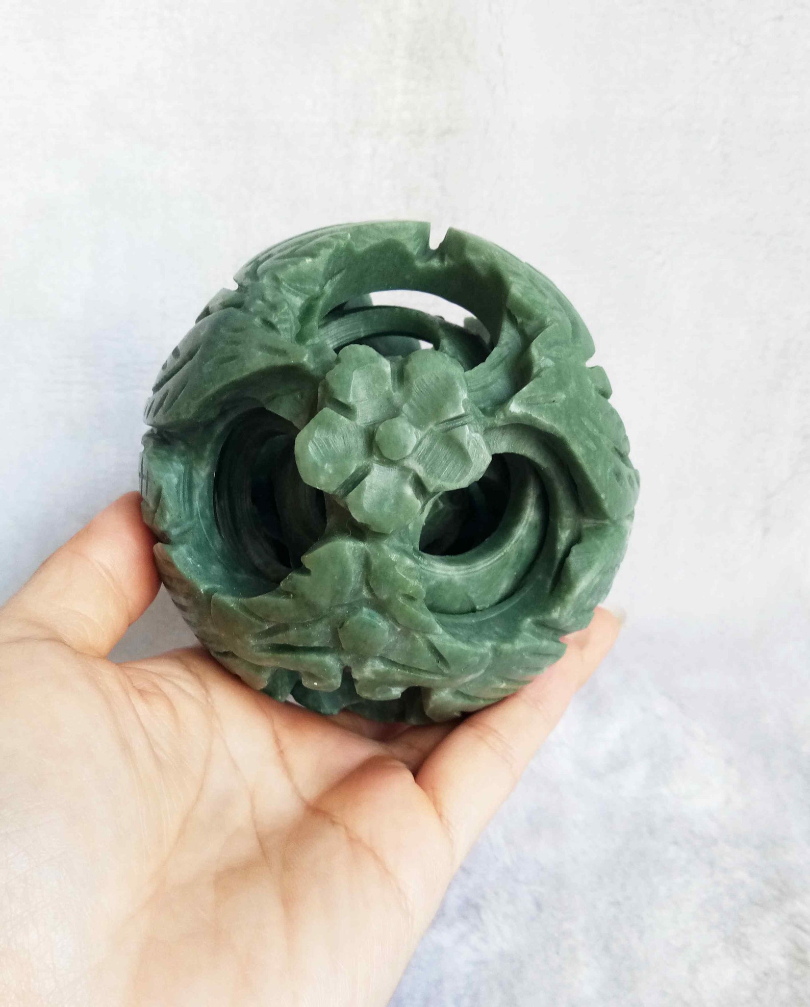3.7 Hand Carved 4 Layers Green Stone Magic Puzzle Ball | Etsy