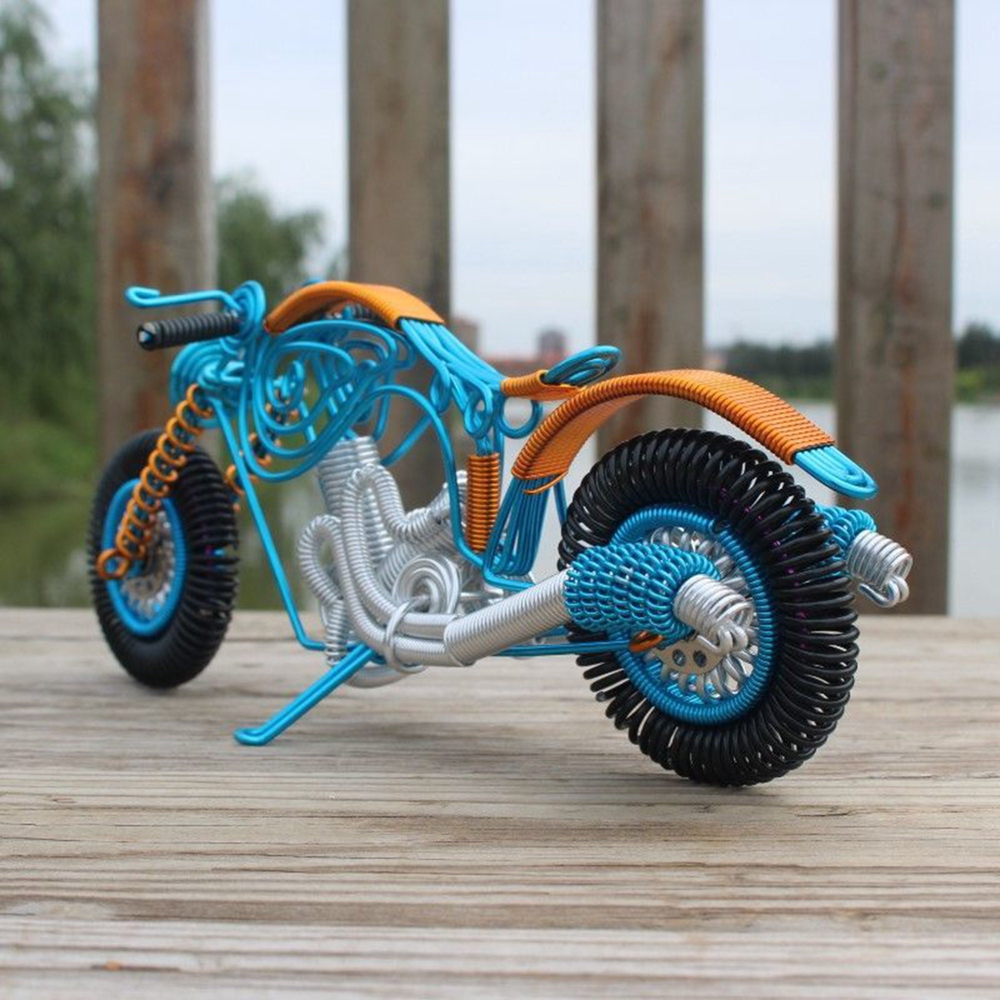 Wire Art Sculpture Decor Metal Wire Wrapped Motorcycle Statue - Etsy