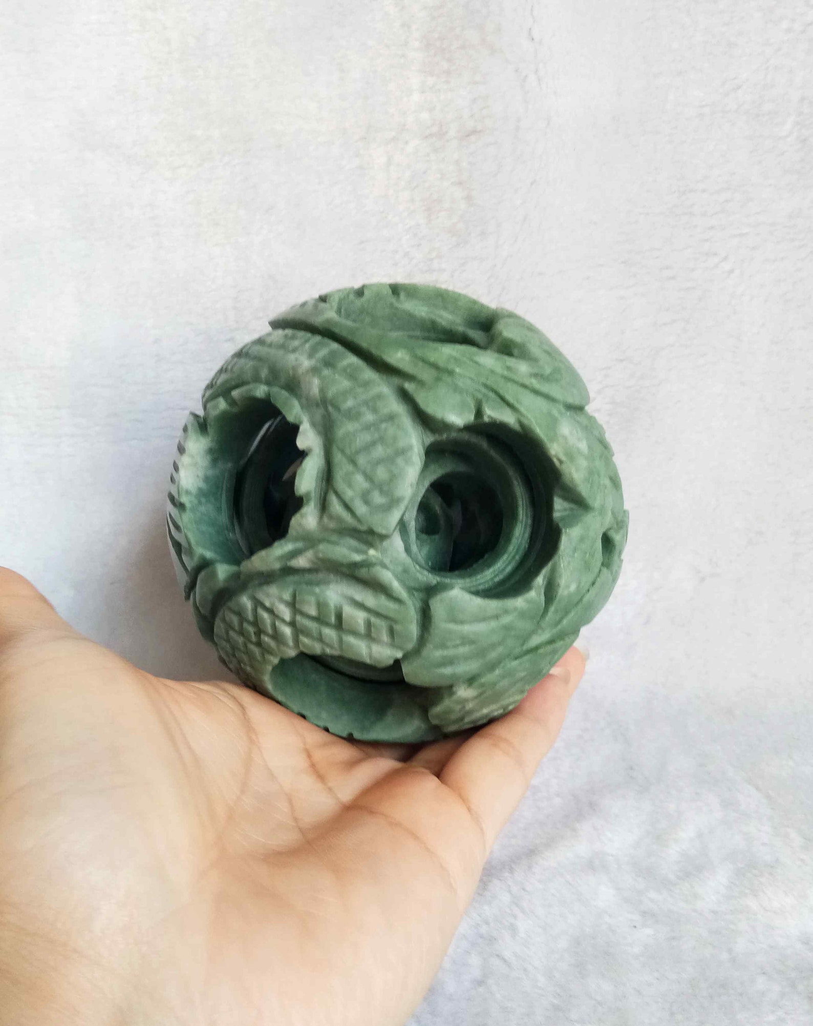 3.7 Hand Carved 4 Layers Green Stone Magic Puzzle Ball | Etsy