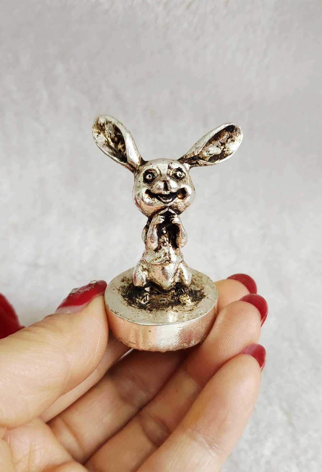 Tibetan Silver Hand Carved Rabbit Statue Home Decoration - Etsy