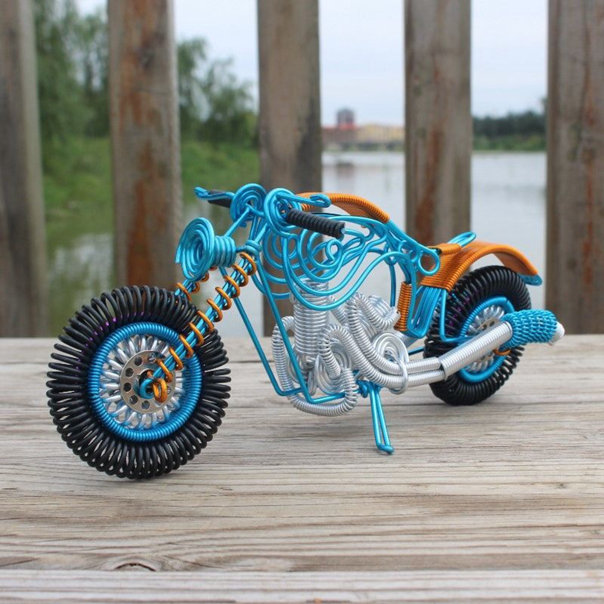 Wire Art Sculpture Decor Metal Wire Wrapped Motorcycle Statue - Etsy