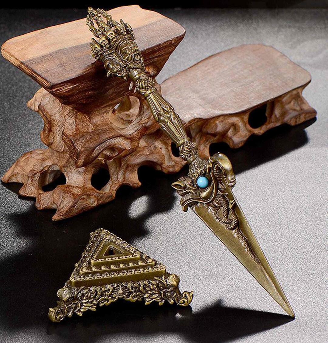 Antique Tibetan Buddhism Copper Phurba Dagger Exorcism Magic Weapon ...