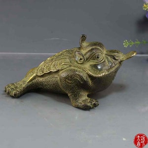 Vintage Chinese Pure Copper Hand Carved Golden Toad Statue - Etsy