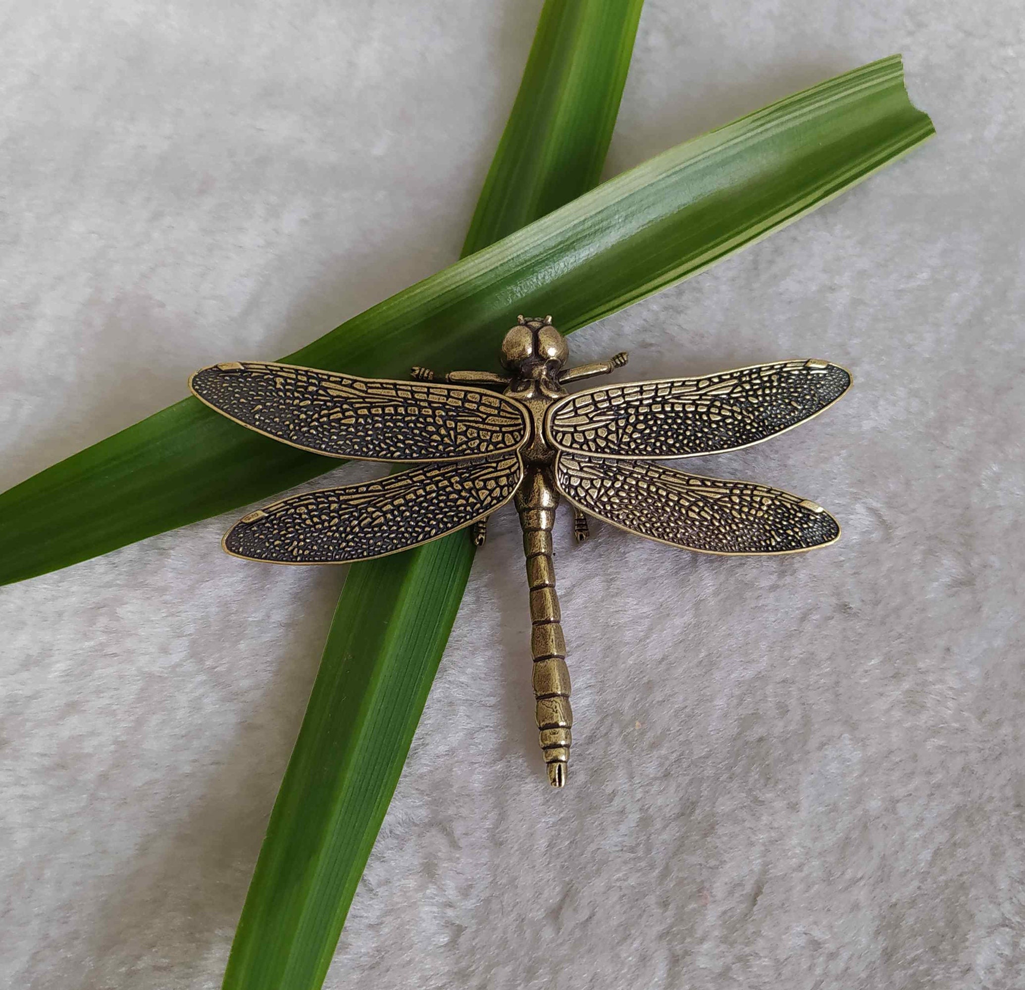 Antique Brass Hand Carved Dragonfly Statue Wings Are - Etsy Sweden