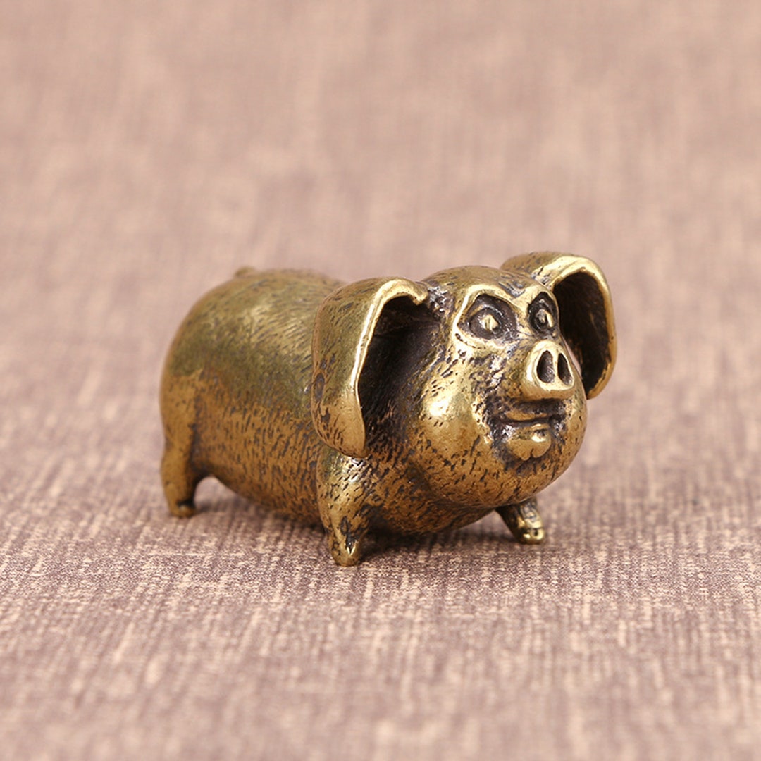 Antique Brass Hand Carved Pig Statue, Home Decoration, Antique ...