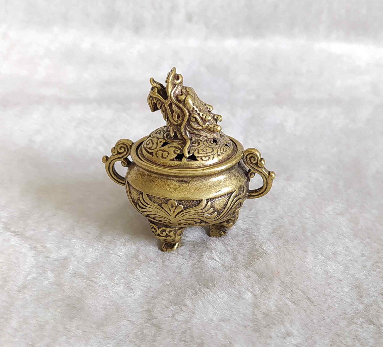 Antique Brass Hand Carved Mini Dragon Head Incense Burner - Etsy