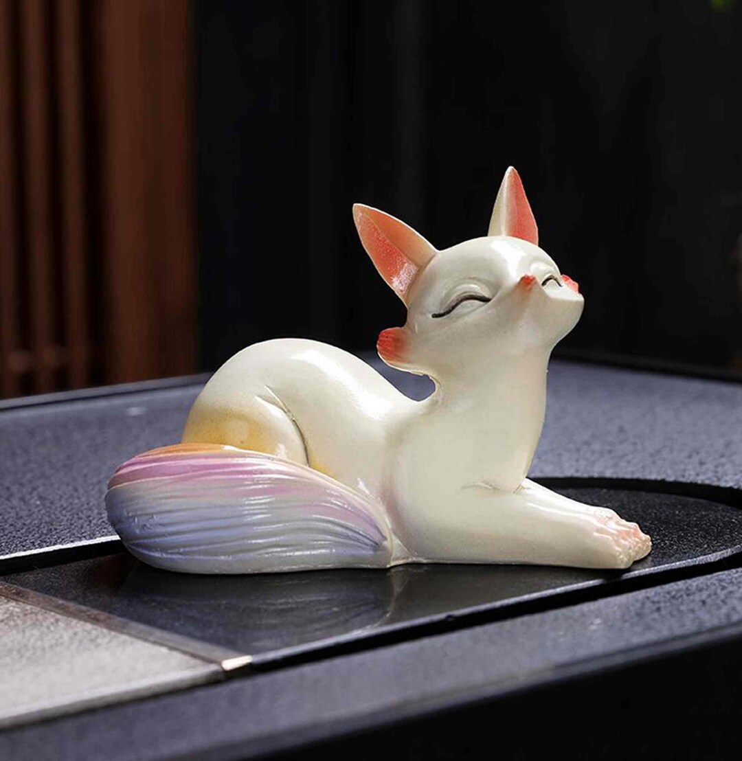 Primary Color Tea Pet, Cute Little Fox Tea Pet Statue, Home Office ...