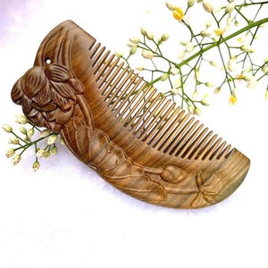 Natural Green Sandalwood Double-sided Carved Lotus Bossom Comb - Etsy