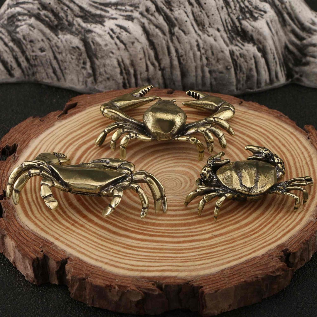 3 Pcs Antique Brass Hand Carved Crab Statue, Home Decoration ,antique ...