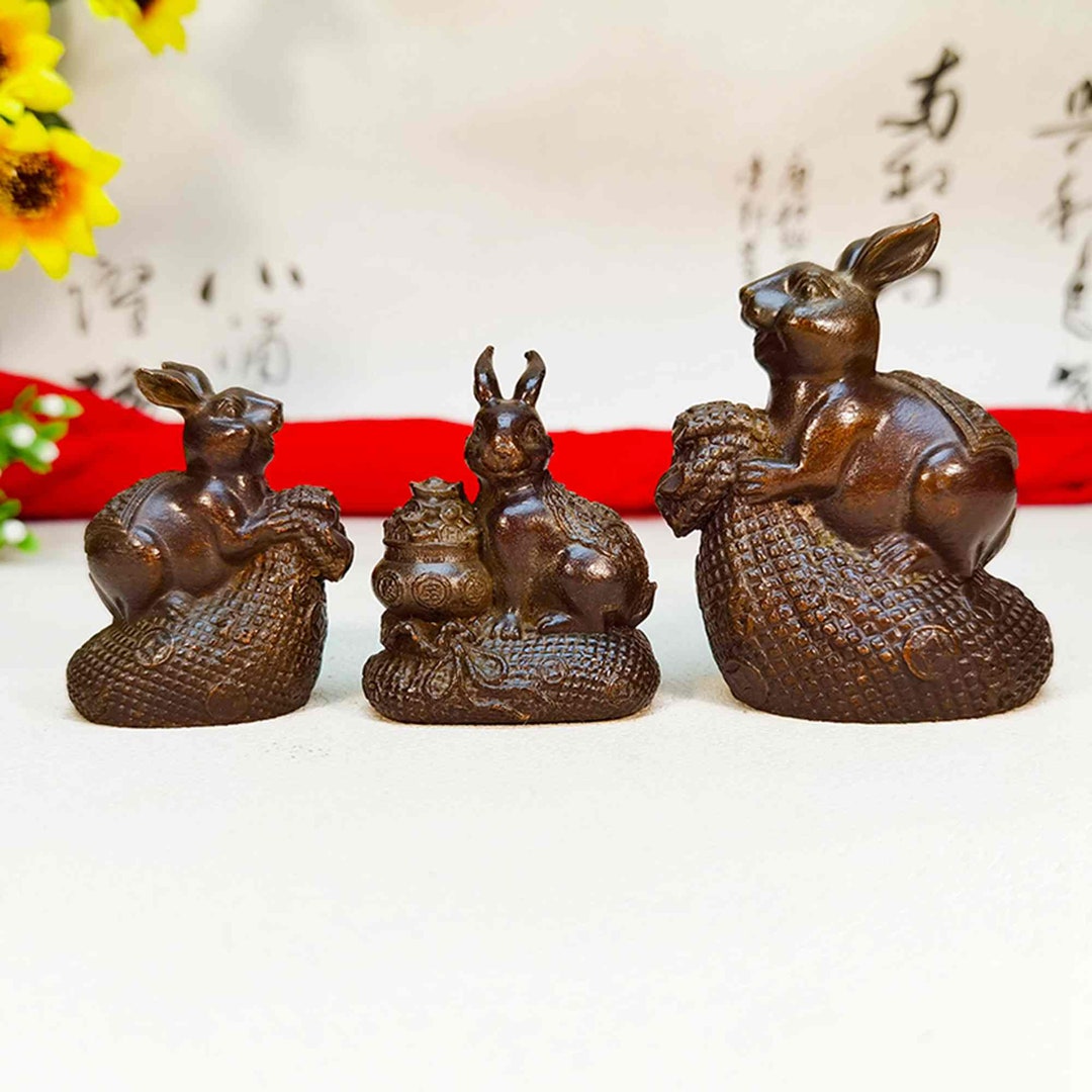 Antique Brass Carved Rabbit Statue Pray for Success. Home - Etsy