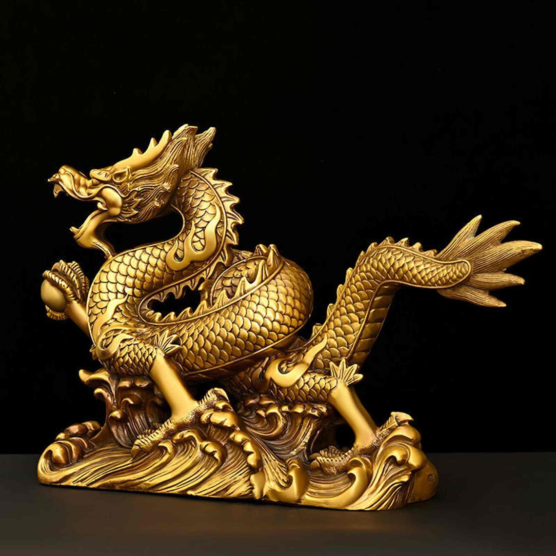 Antique Brass Hand Carved Dragon Statue Home Decoration - Etsy
