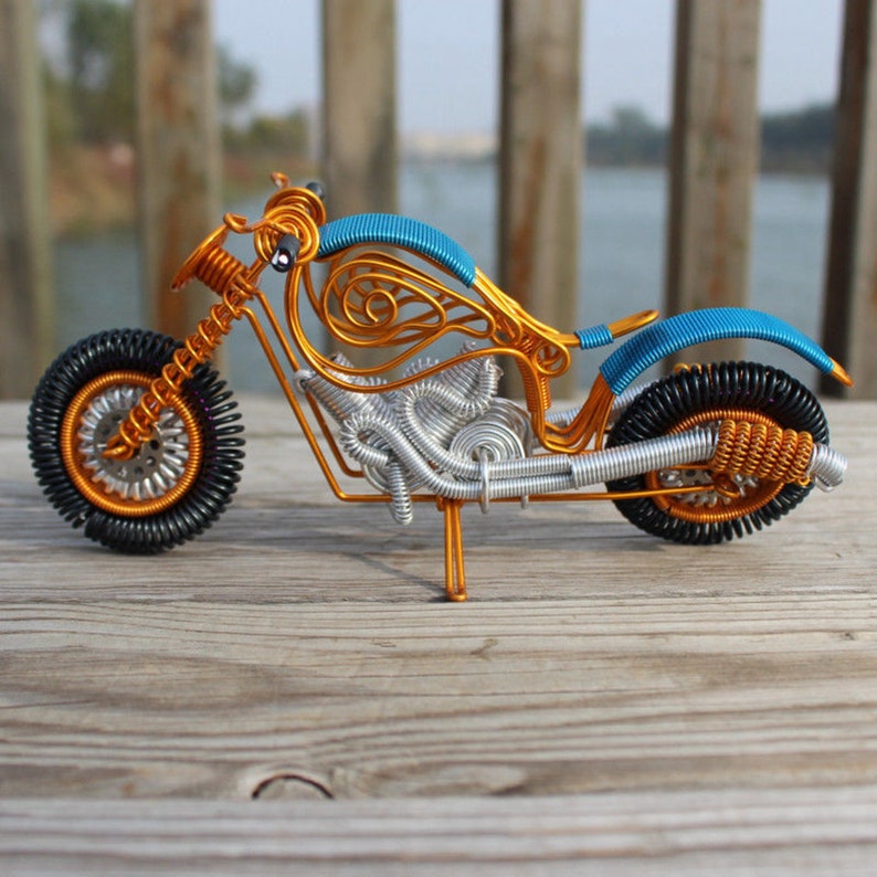 Wire Art Sculpture Decor Metal Wire Wrapped Motorcycle Statue - Etsy