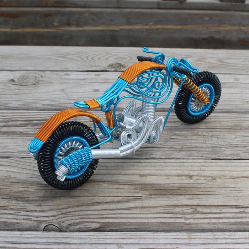 Wire Art Sculpture Decor Metal Wire Wrapped Motorcycle Statue - Etsy