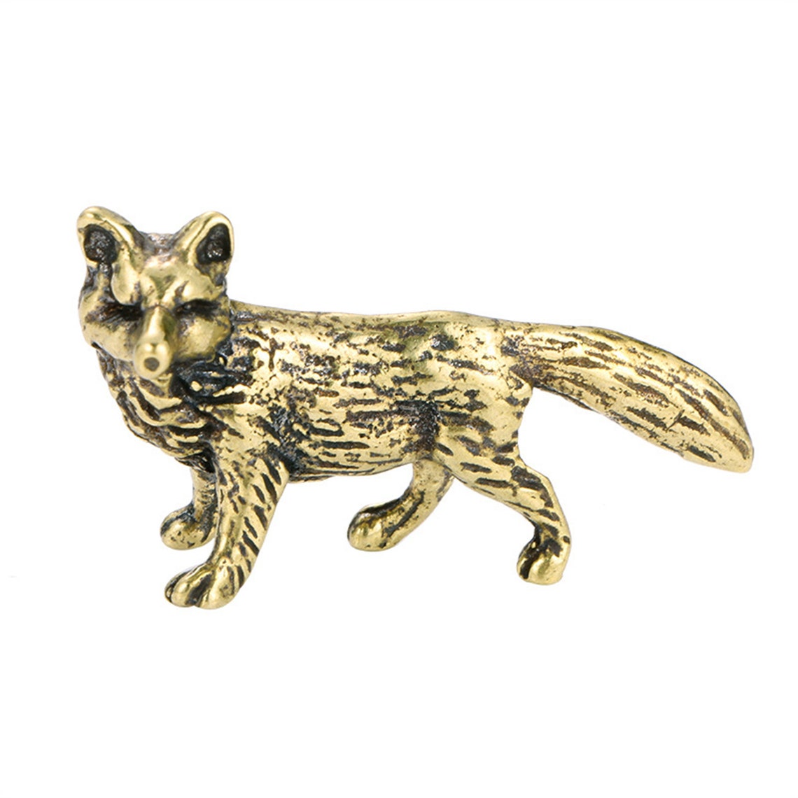 2 Pce Antique Brass Hand Carved Small Fox Statue Home - Etsy