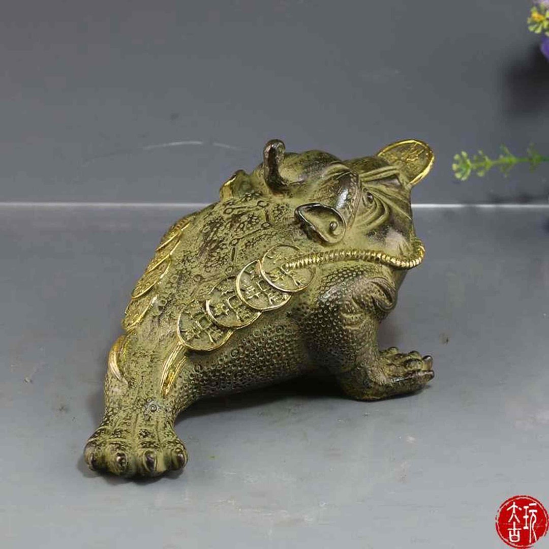 Vintage Chinese Pure Copper Hand Carved Golden Toad Statue - Etsy