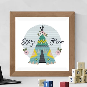 Stay Free Cross Stitch Pattern, Instant Download PDF, Modern Cross ...