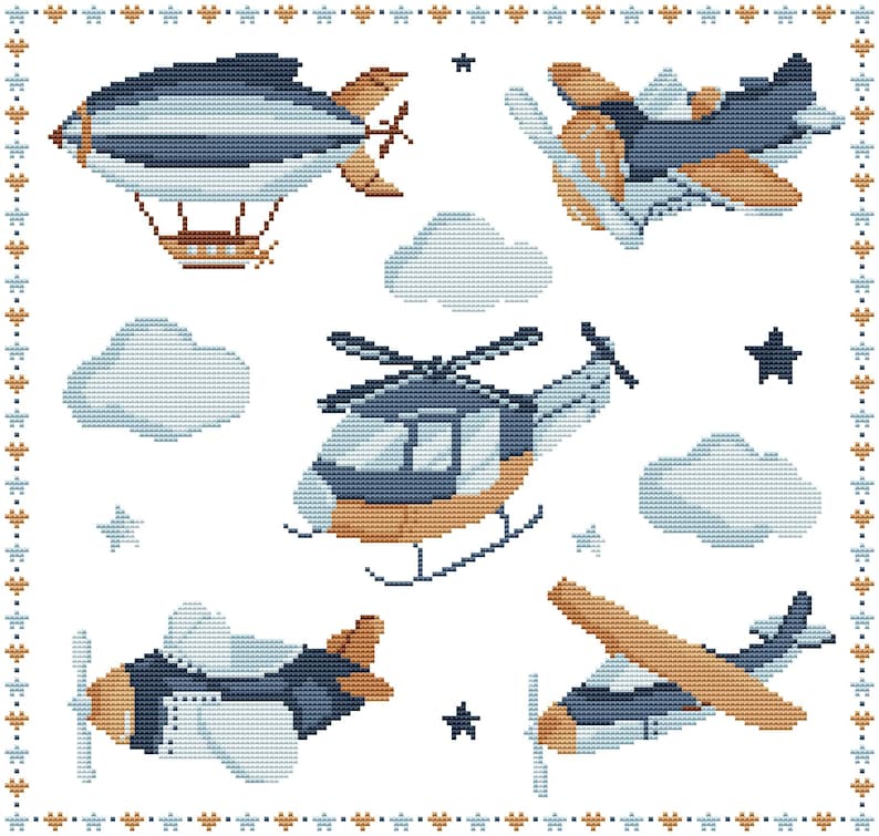 Cross Stitch Plane Pattern Airplane Sampler Cross Stitch - Etsy