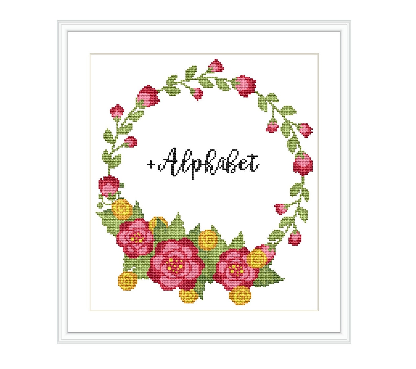 Floral Wreath Cross Stitch Pattern Alphabet Floral | Etsy
