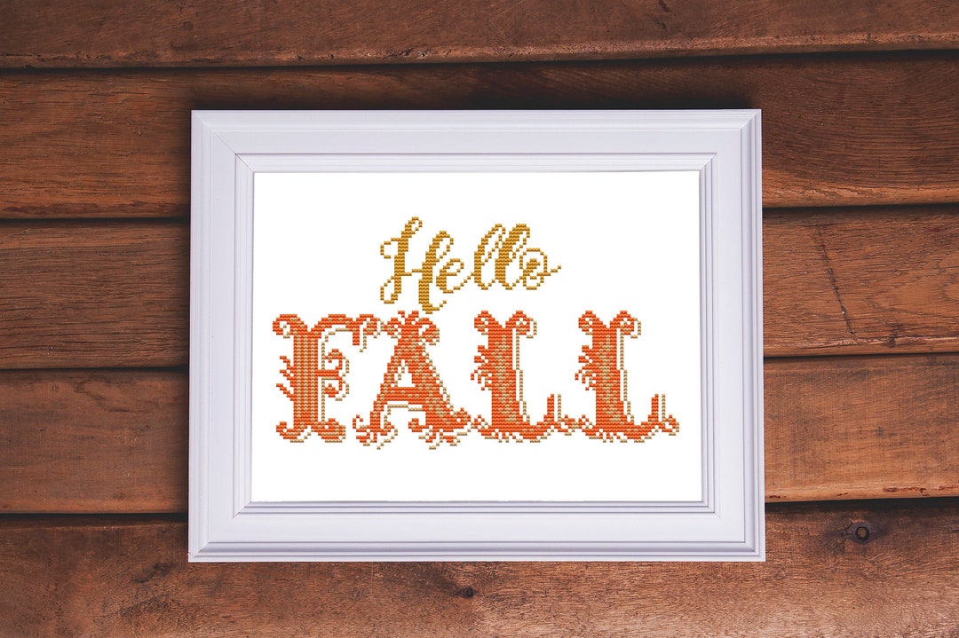 Hello Fall Cross Stitch Pattern, Instant Download PDF, Modern ...