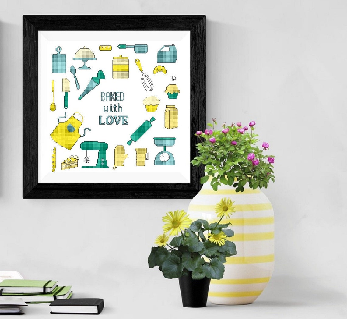 Baked with Love Cross Stitch Pattern PDF Modern Cross | Etsy