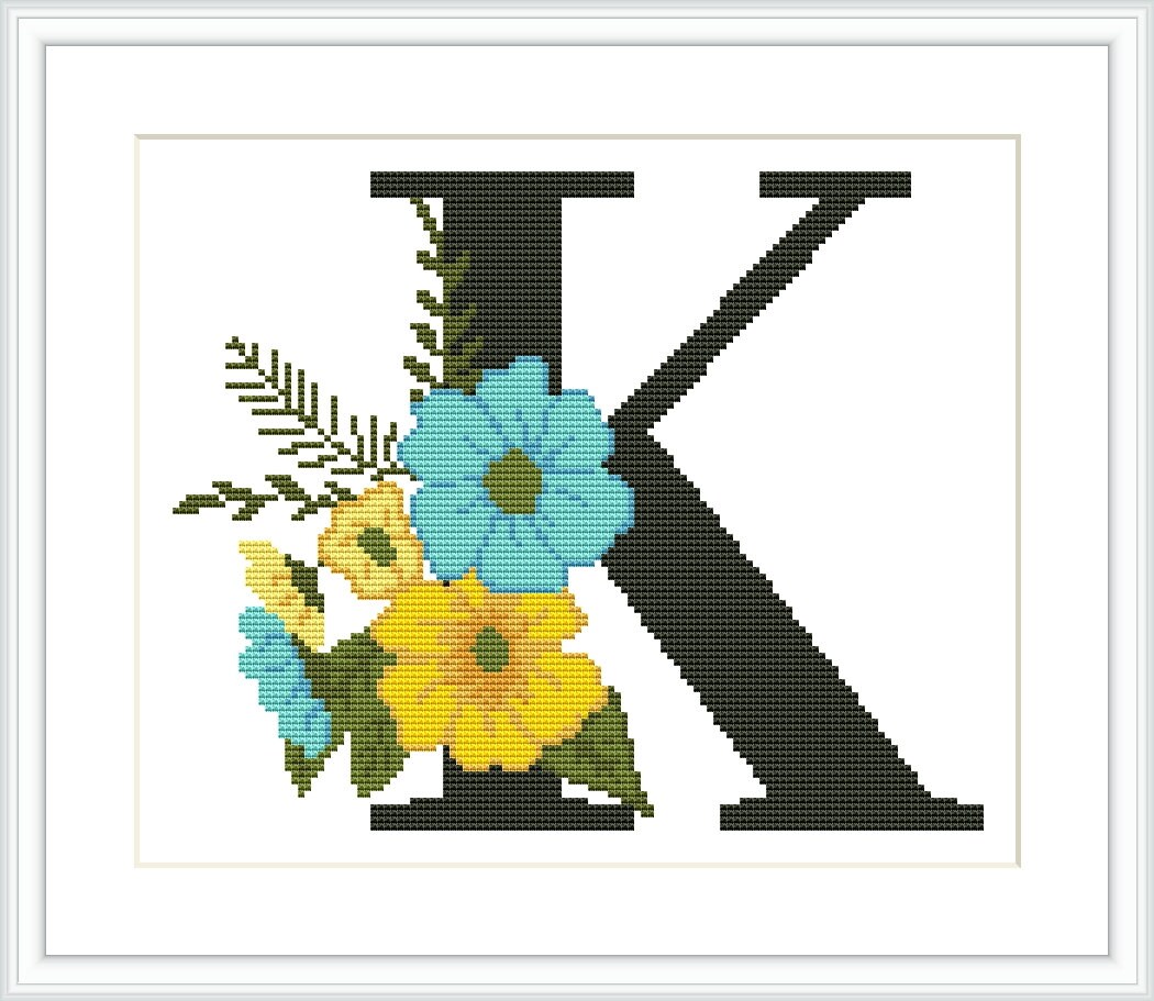 Cross Stitch Pattern Letter K Monogram K Floral | Etsy