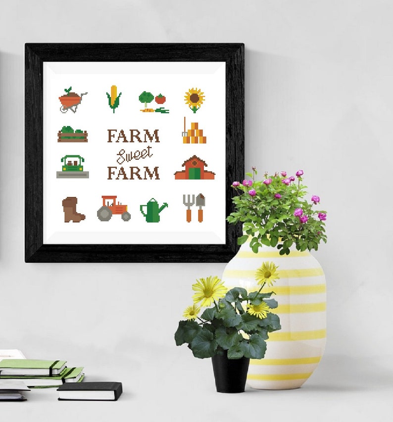 Farm Sweet Farm Cross Stitch Pattern PDF, Modern Cross Stitch, Sampler ...
