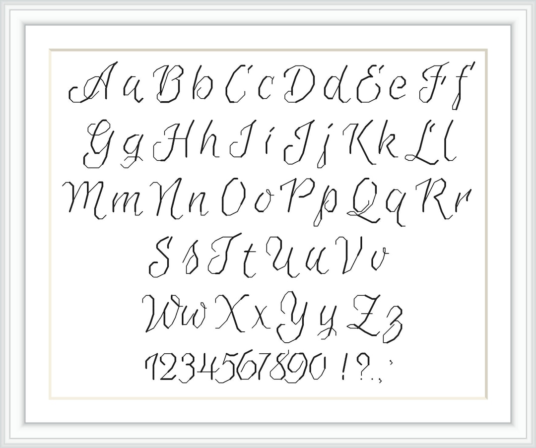 Cursive Cross Stitch Font Pattern: Backstitch Alphabet (digital ...