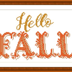 Hello Fall Cross Stitch Pattern, Instant Download PDF, Modern ...