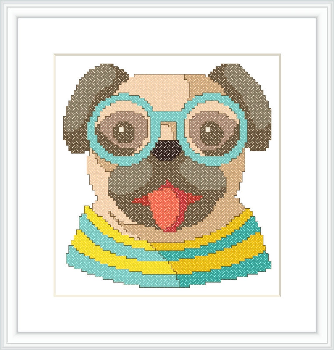 Pug Cross Stitch Pattern Modern Animal Cross Stitch Download | Etsy