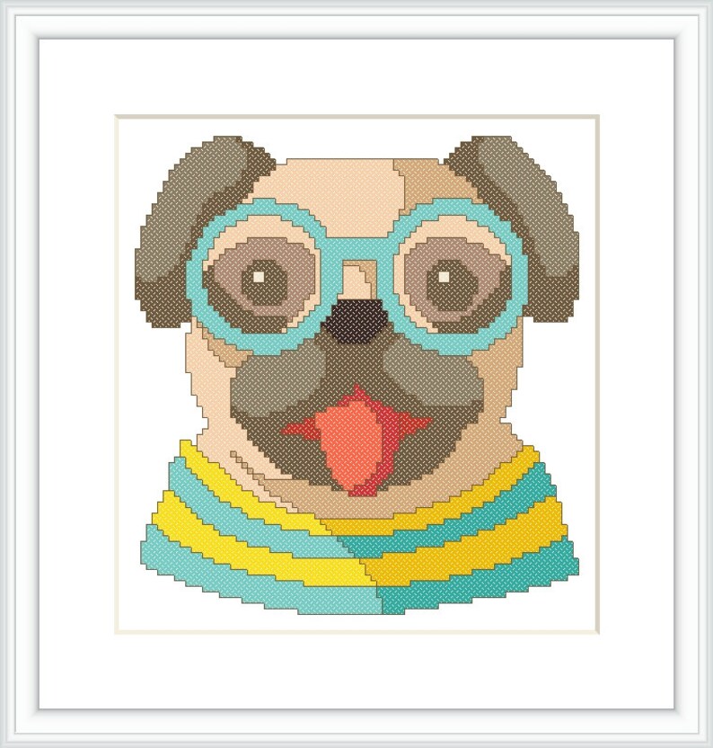 Pug Cross Stitch Pattern Modern Animal Cross Stitch Download - Etsy