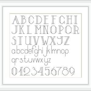 Set of 10 Cross Stitch Fonts and Numbers Pattern Backstitch Cursive ...