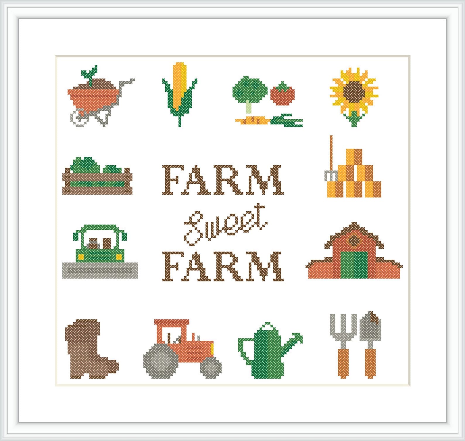 Farm Sweet Farm Cross Stitch Pattern PDF, Modern Cross Stitch, Sampler ...