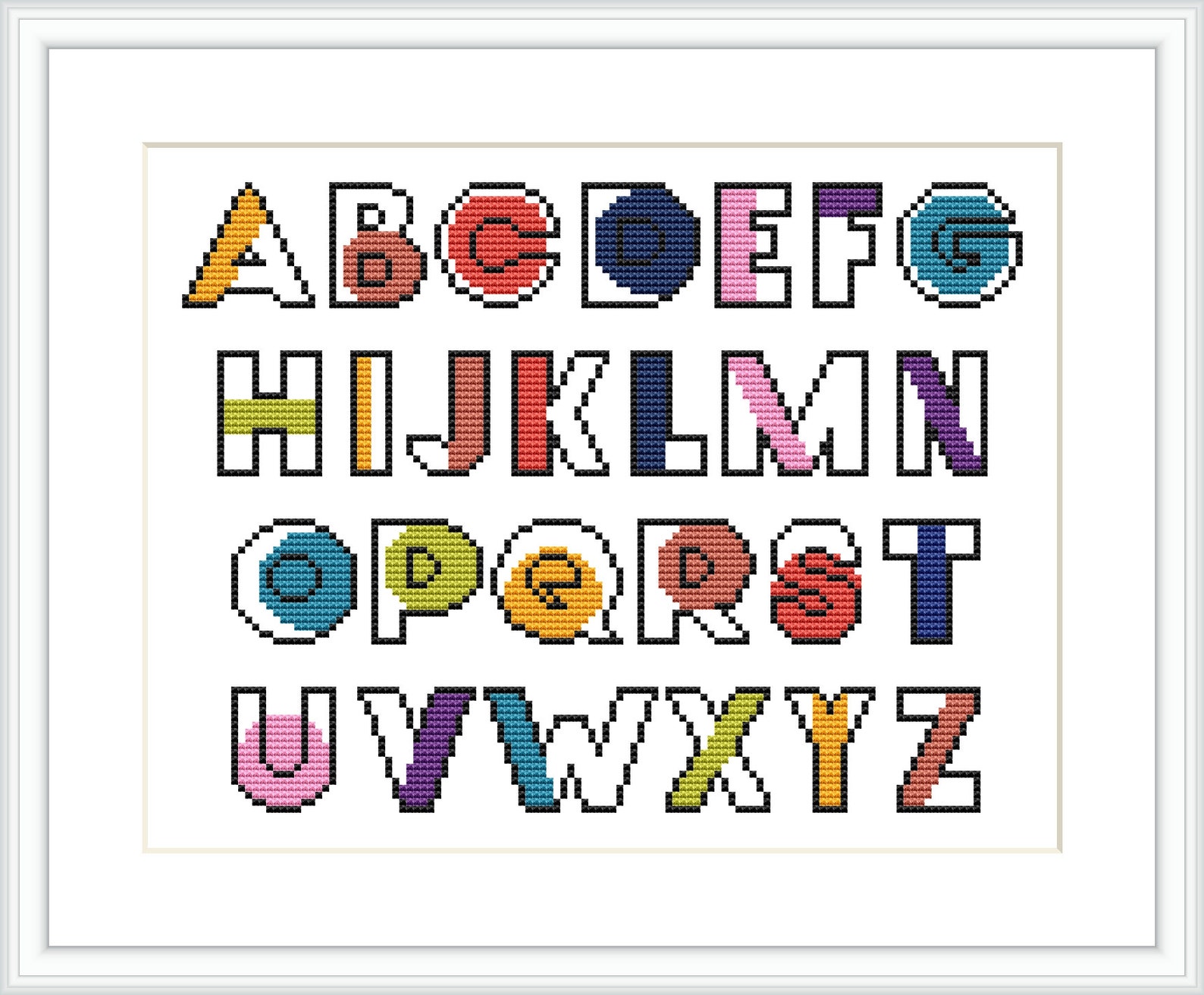 Colorful Alphabet Cross Stitch Pattern, Font PDF Cross Stitch ...