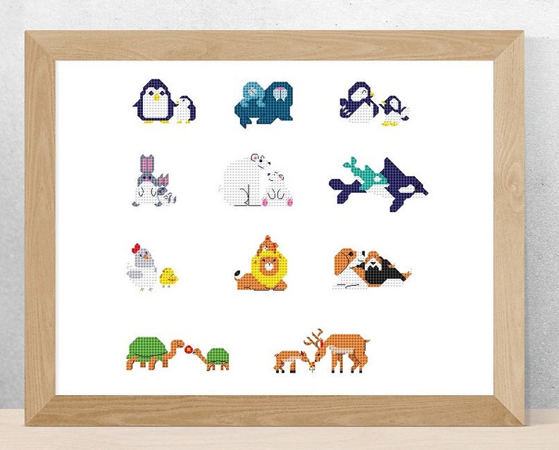 Cute Tiny Animals Cross Stitch Pattern PDF Mom and Baby - Etsy
