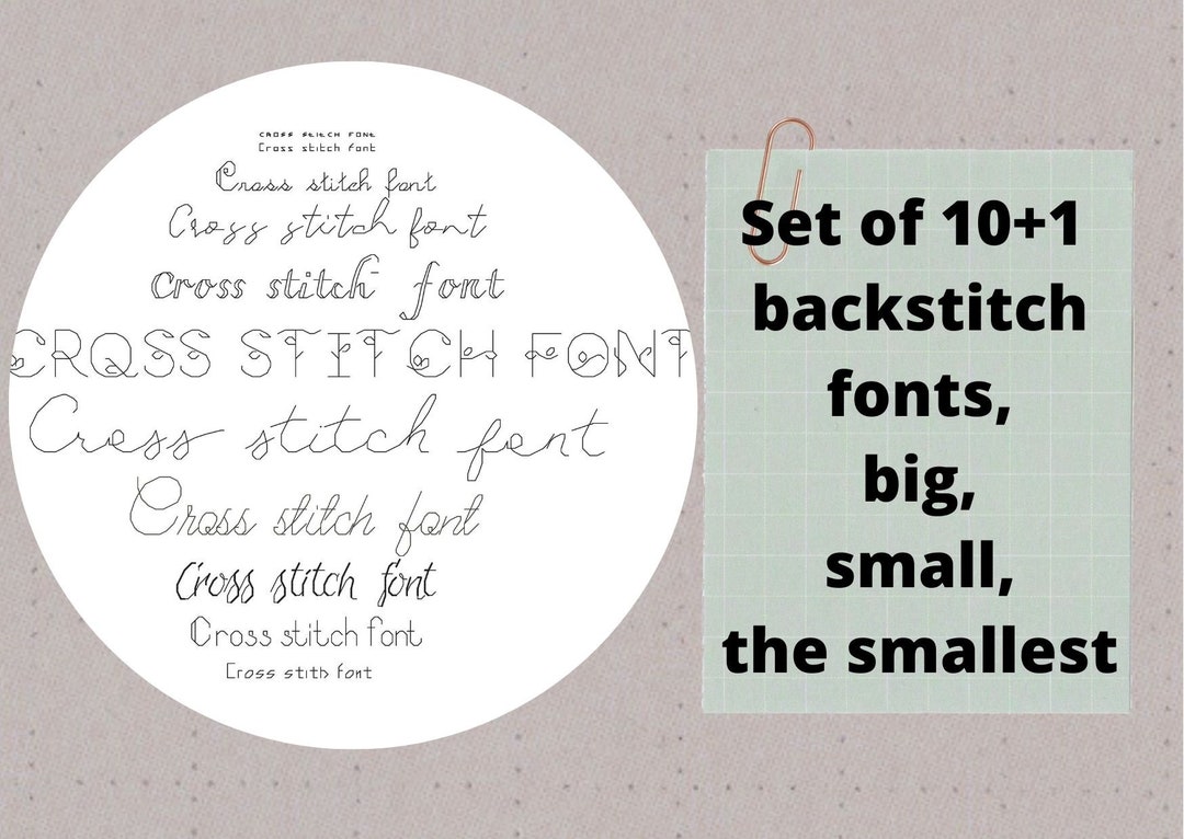 Set of 10 Cross Stitch Fonts and Numbers Pattern Backstitch Cursive ...