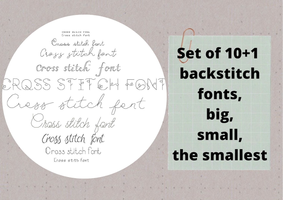 Set of 10 Cross Stitch Fonts and Numbers Pattern Backstitch - Etsy