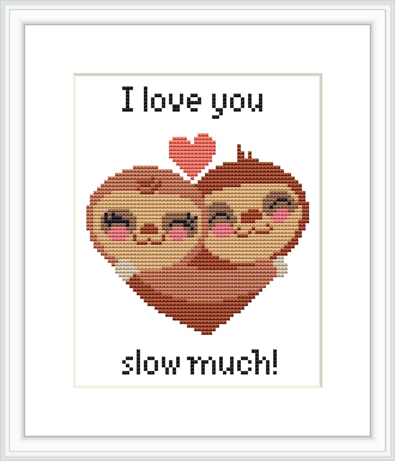 Sloth Cross Stitch Pattern Valentines Day Sloth Cross Stitch - Etsy