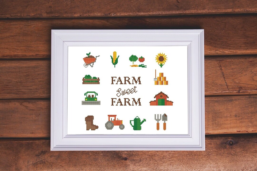 Farm Sweet Farm Cross Stitch Pattern PDF, Modern Cross Stitch, Sampler ...