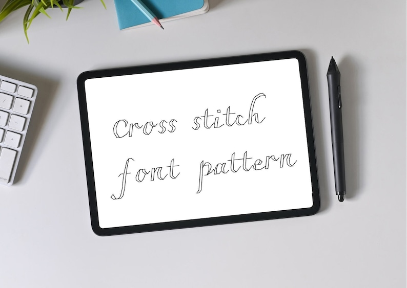 Cursive Cross Stitch Alphabet Pattern: Letters and Numbers (digital ...