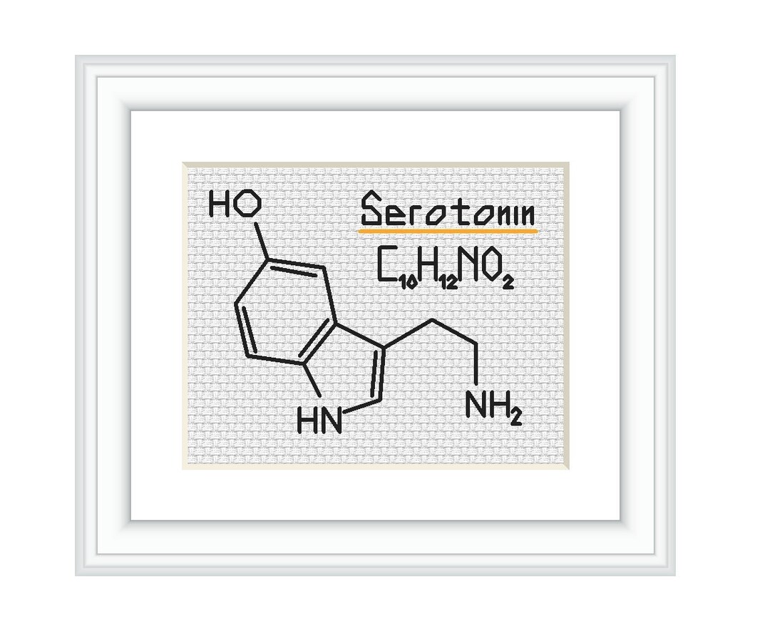 Serotonin Chemical Formula Cross Stitch Pattern: Modern Tiny Design ...