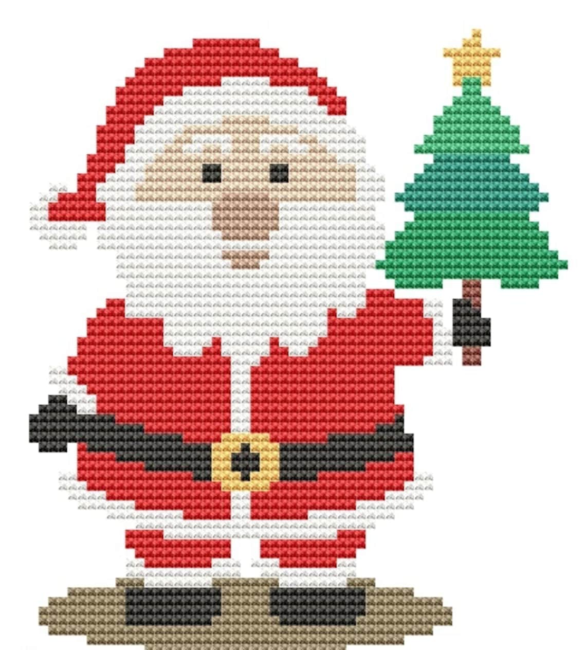 Christmas Set 7 Santa Claus Cross Stitch Pattern PDF Modern | Etsy