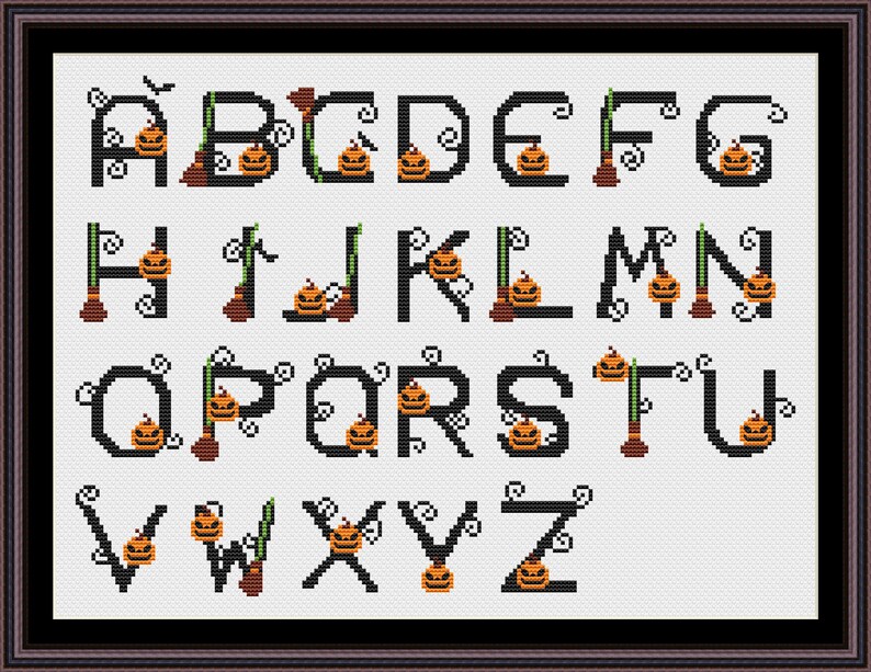 Halloween Cross Stitch Patterns Alphabet Cross Stitch - Etsy
