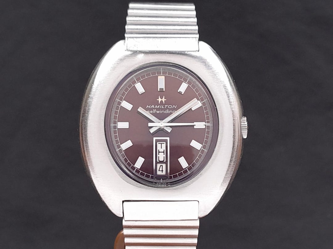 1973 Hamilton Day-date Automatic Watch – Maroon Dial, Stainless Steel ...