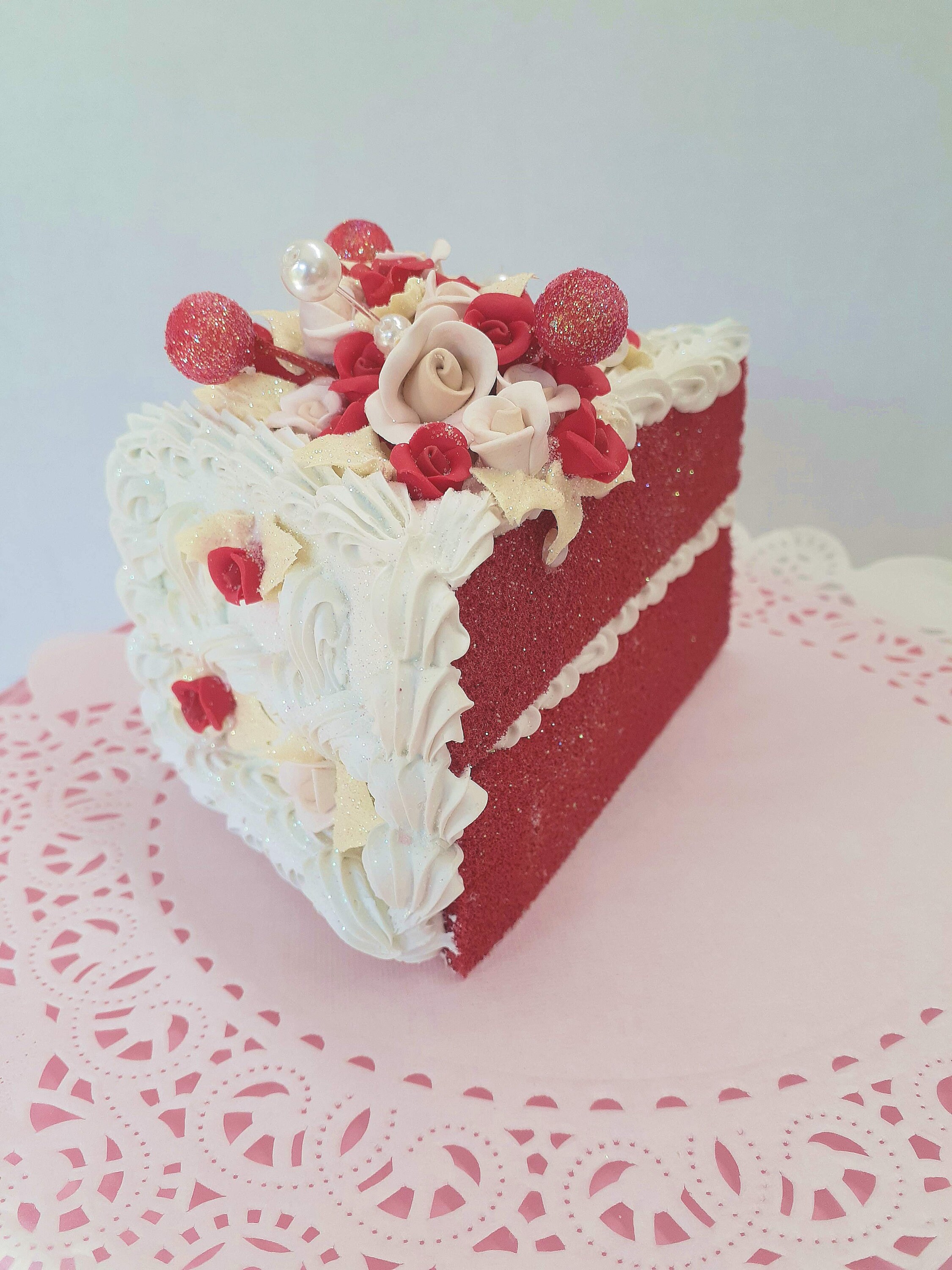 Red velvet fake cake slice | Etsy